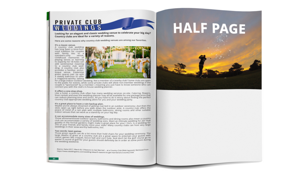 Half Page – Print & Digital Business Advertising | The Club Exclusive