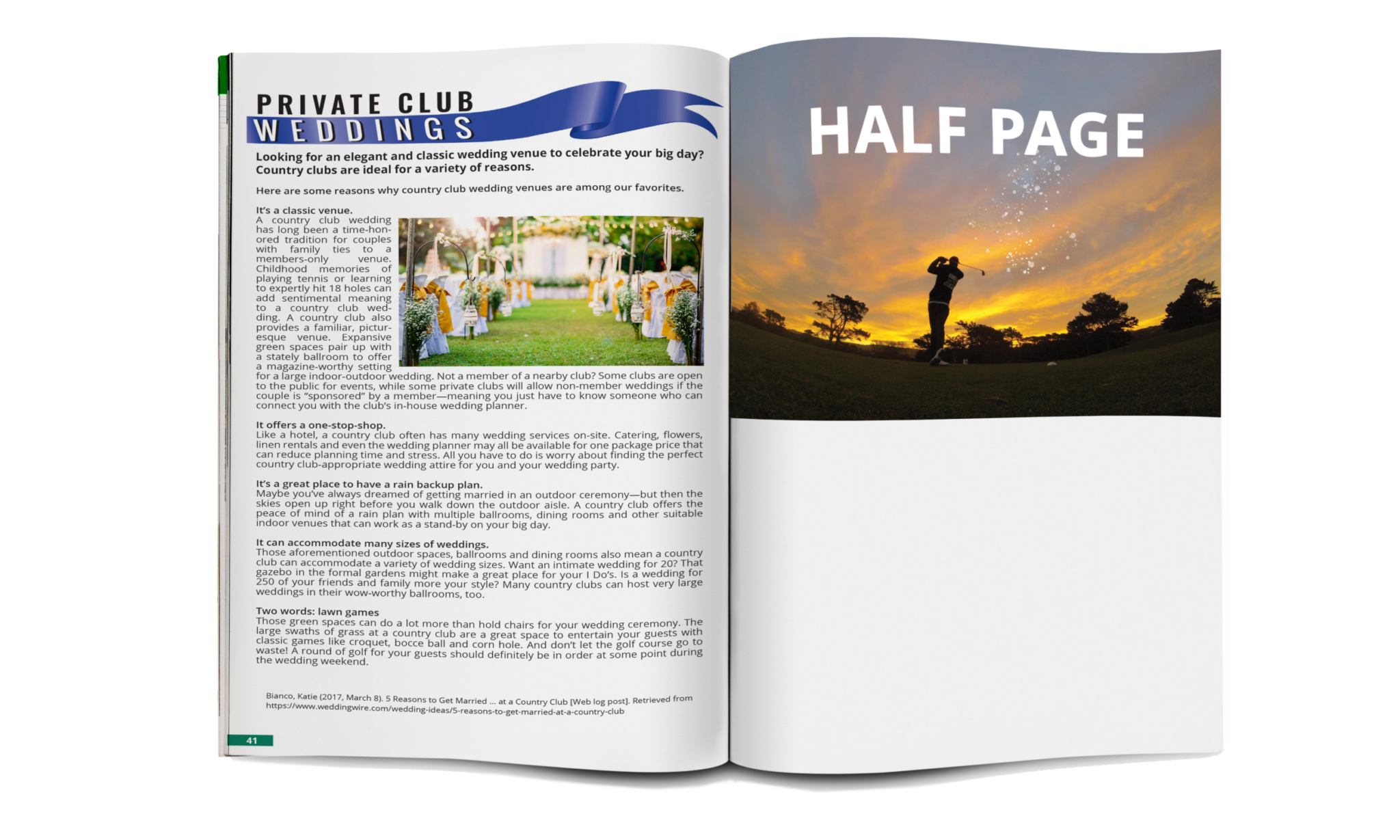 Half Page – Print & Digital Business Advertising | The Club Exclusive